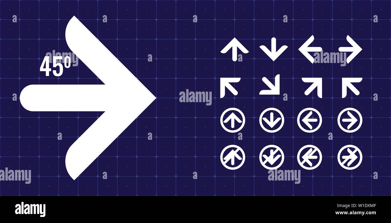 Trendy Arrow icon or sign set for your design. Round edge arrows vector ...