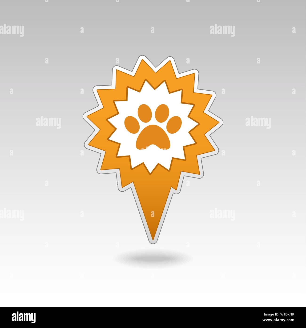 Dog paw pin map icon. Map pointer. Map markers. Destination vector icon ...