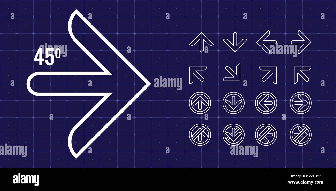 Trendy Arrow icon or sign set for your design. Round edge arrows vector ...