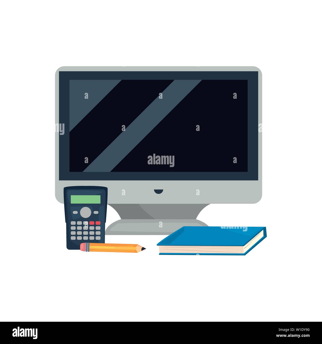 computer calculator book pencil back to school vector illustration ...