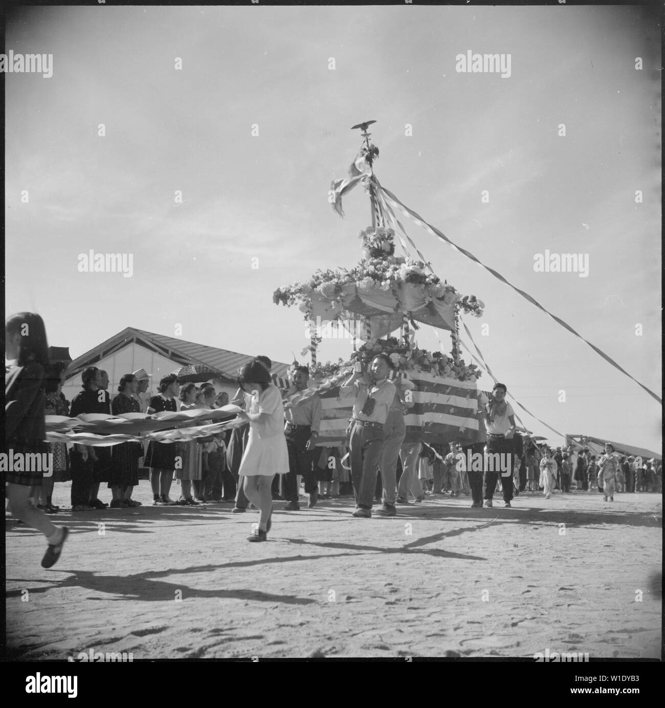 Gila River Relocation Center, Rivers, Arizona. A float in the Harvest ...