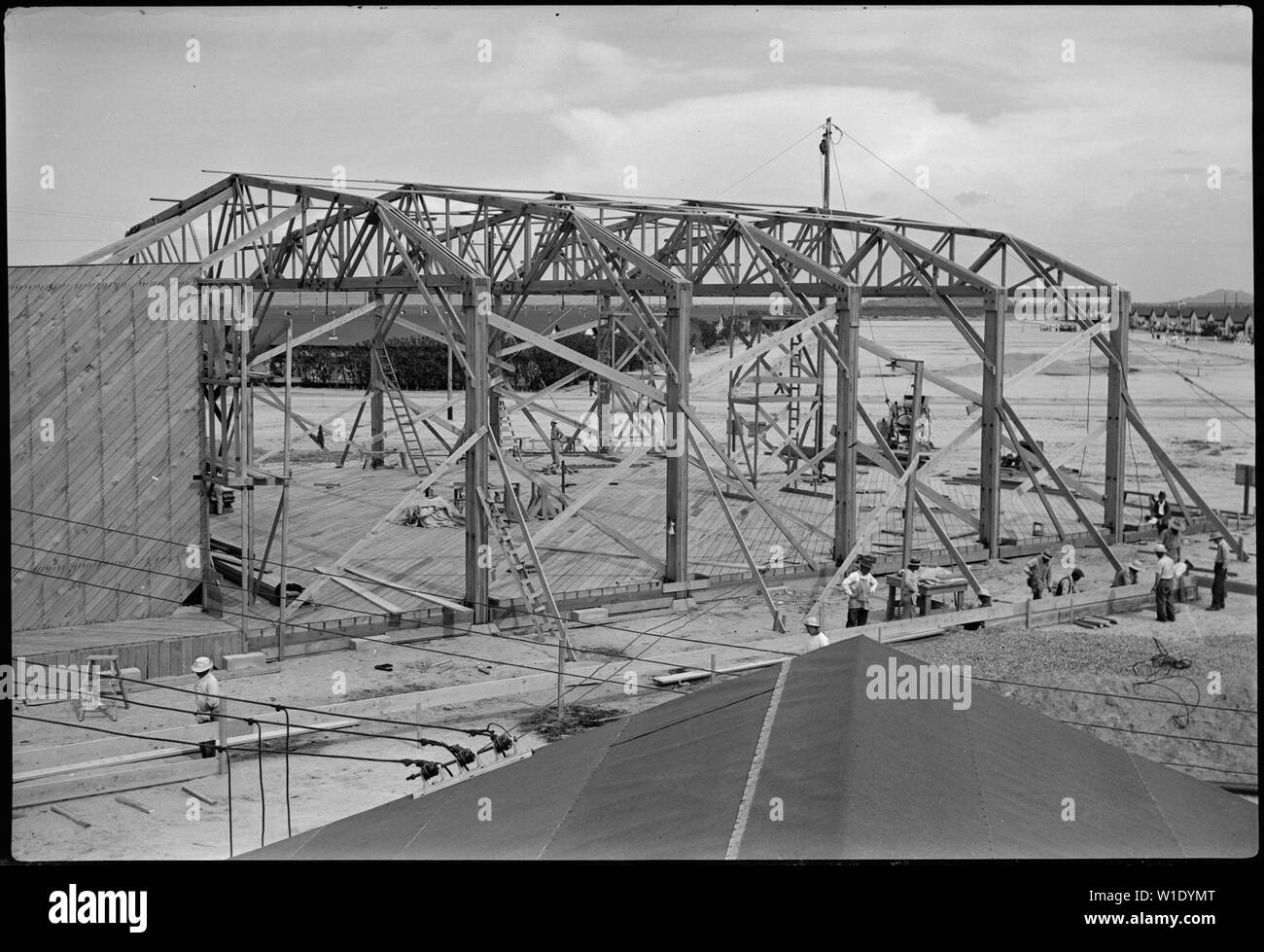 Gila River Relocation Center, Rivers, Arizona. Construction of Butte ...