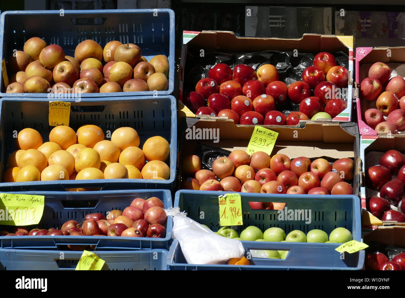 Fresh fruits in front of a vegetable shop, Bremen, Germany, Europe ...