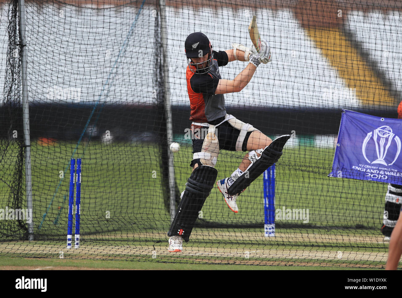 New Zealand captain Kane Williamson during the nets session at ...