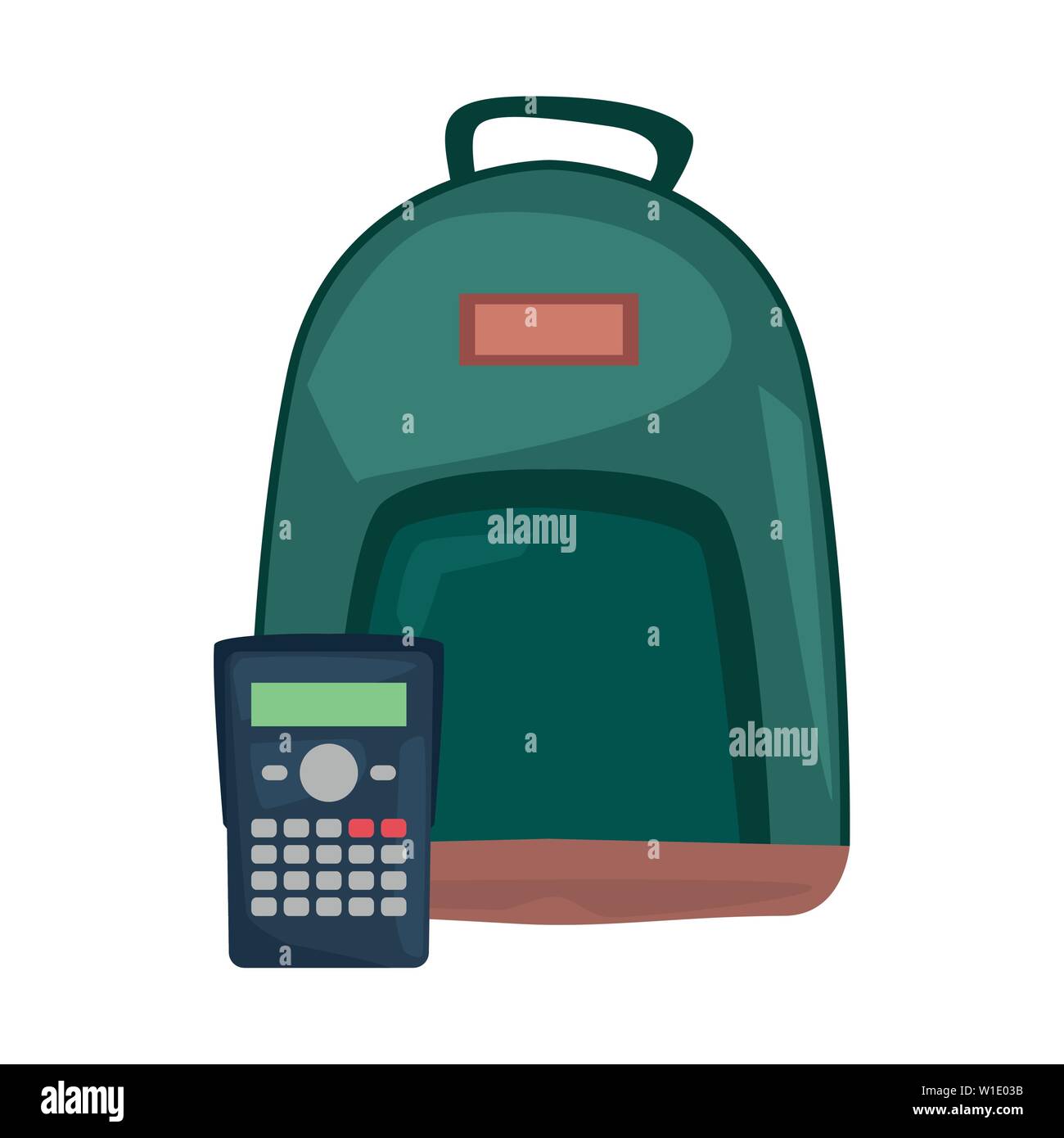backpack and calculator and back to school vector illustration Stock ...