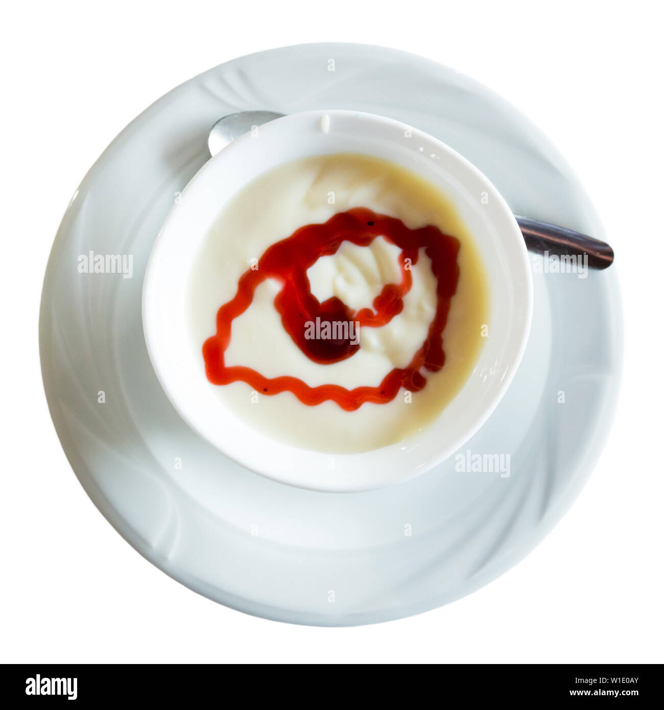 Delicate vanilla natillas topped with berry sauce. Delicious dessert ...