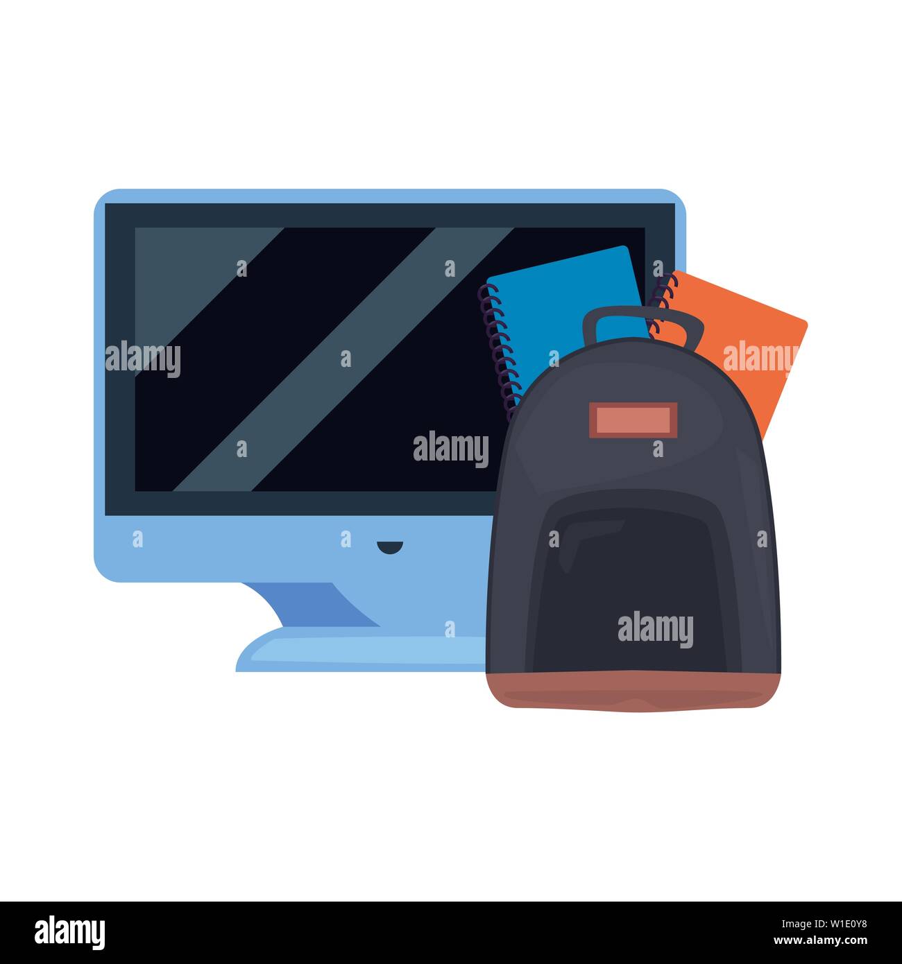 computer backpack notebooks back to school vector illustration Stock ...