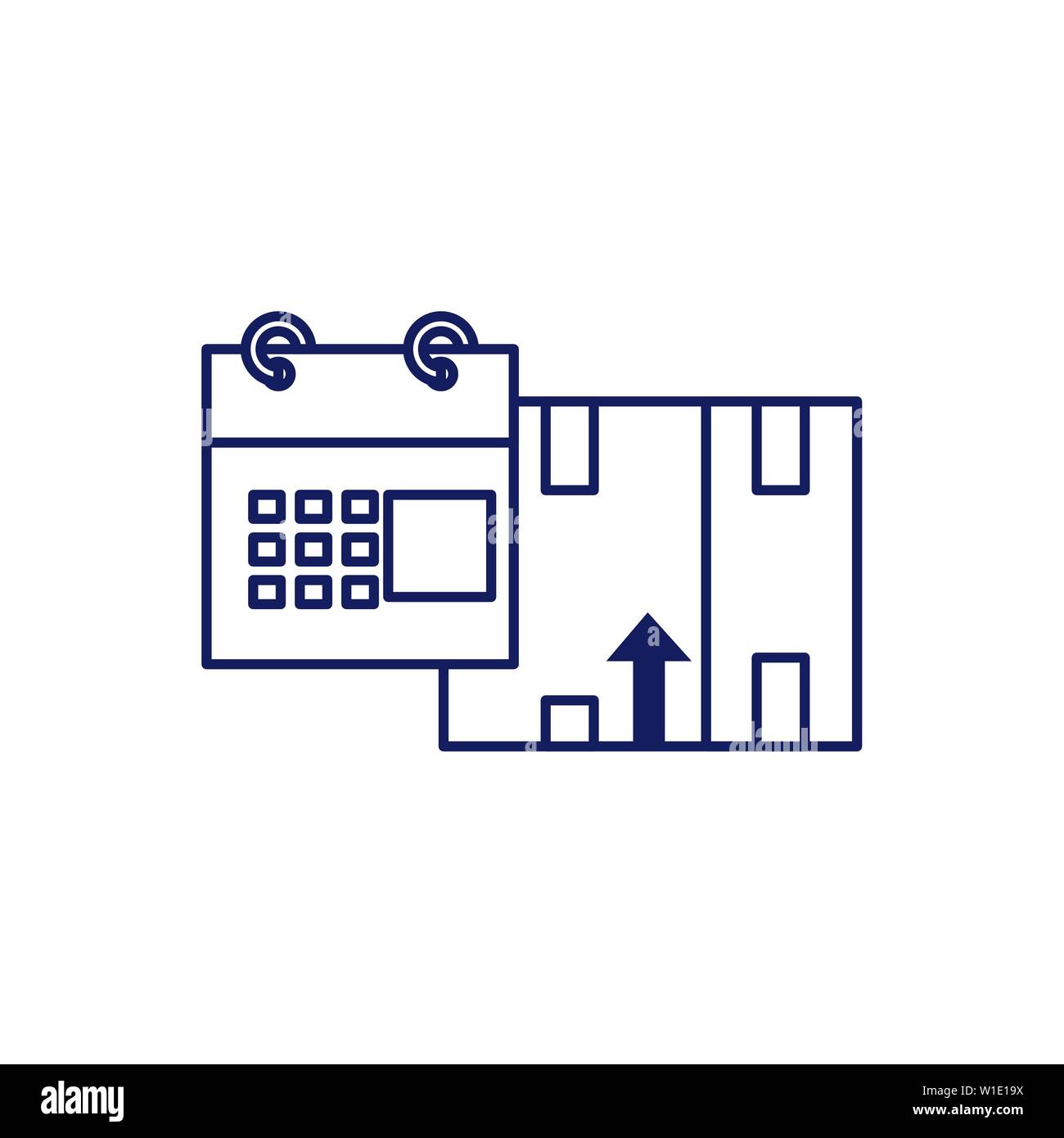 box carton with calendar reminder vector illustration design Stock ...