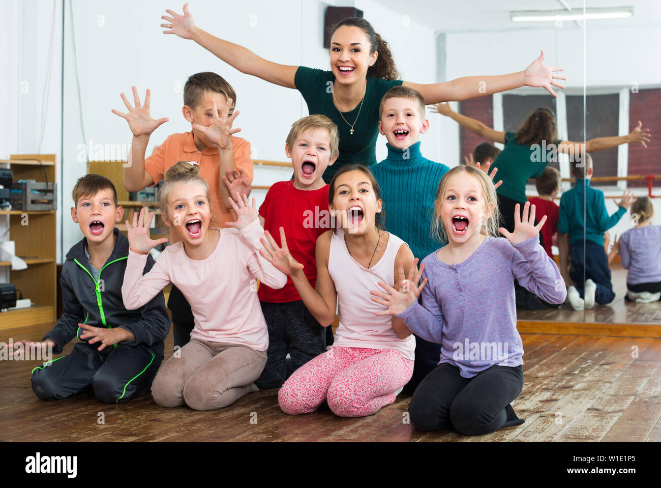 Active emotional children posing at dance class Stock Photo - Alamy