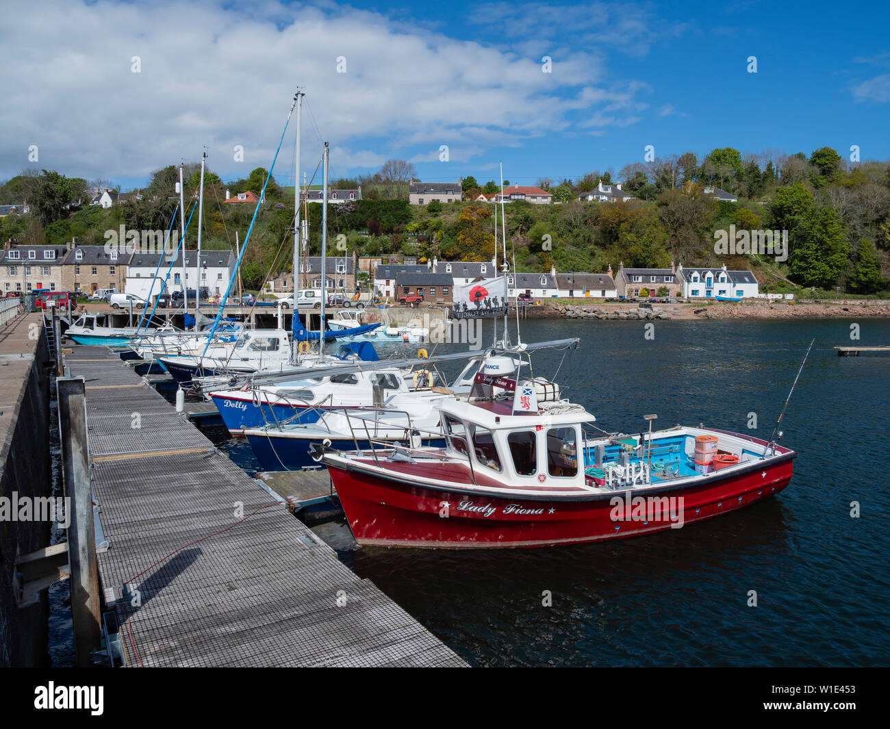 Boats in Spring sunshine at the harbour at Avoch on the Black Isle ...