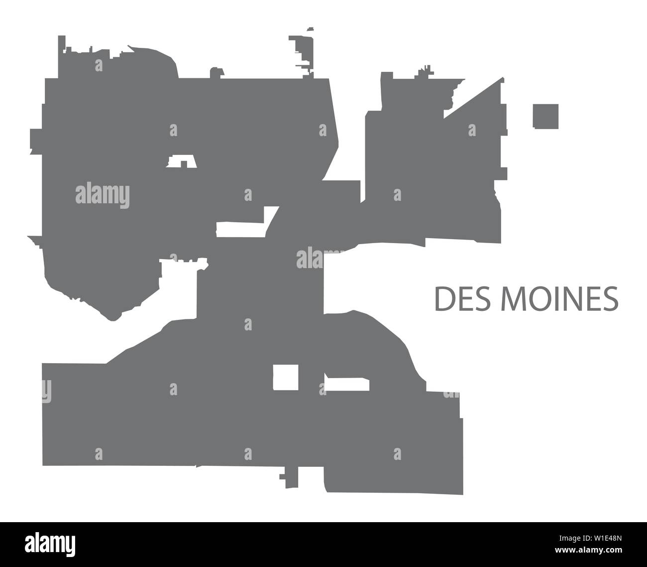Des Moines Iowa city map grey illustration silhouette shape Stock ...