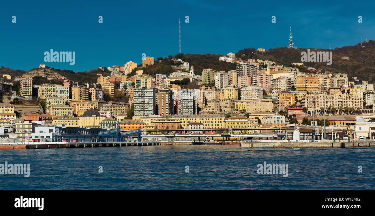 Old Port of Genoa with colorful houses on italian coastline outdoor ...