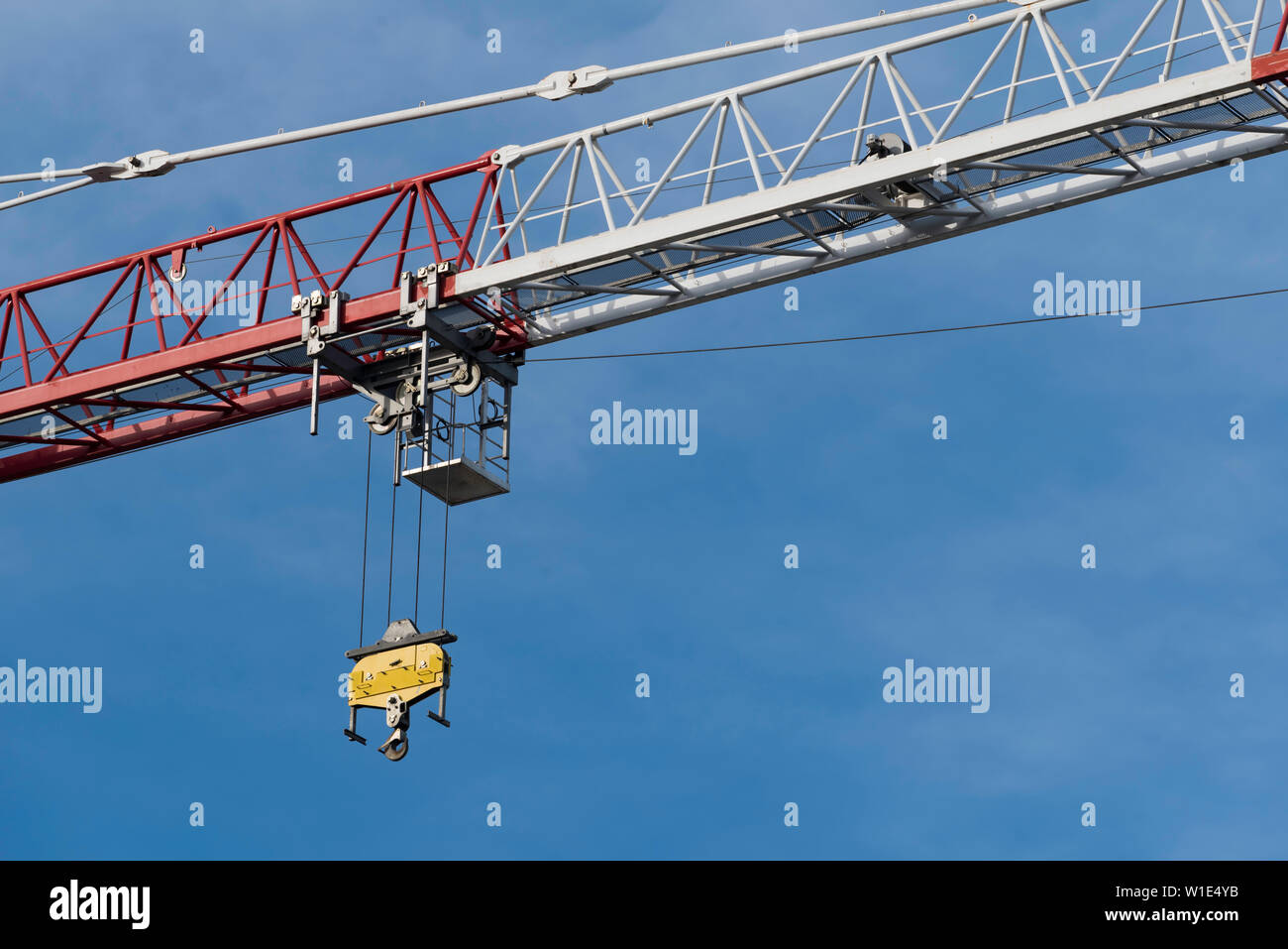 A large Jib, Trolley and Hook of a tower crane in Australia Stock Photo ...