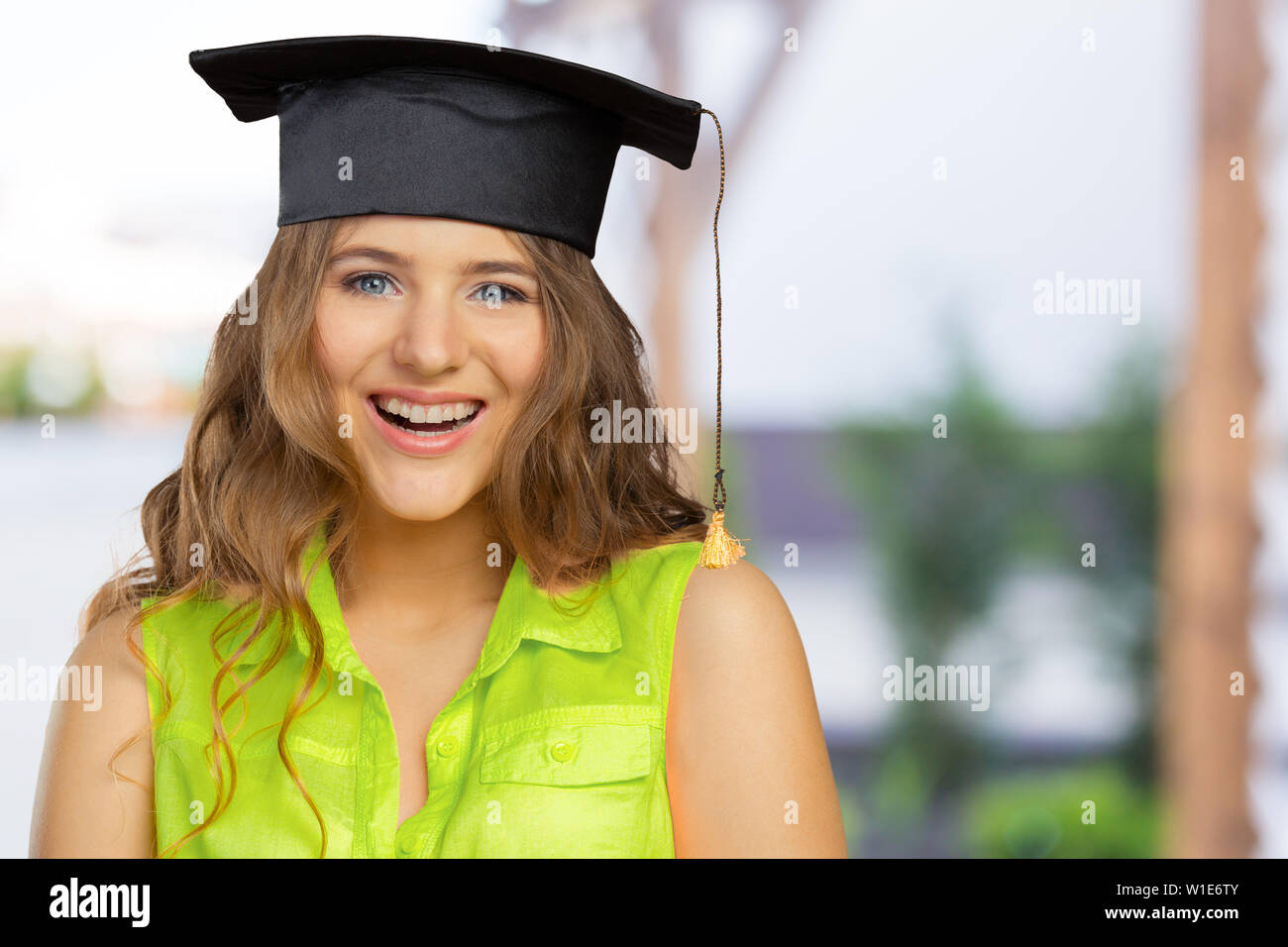 happy student in graduation cap Stock Photo - Alamy