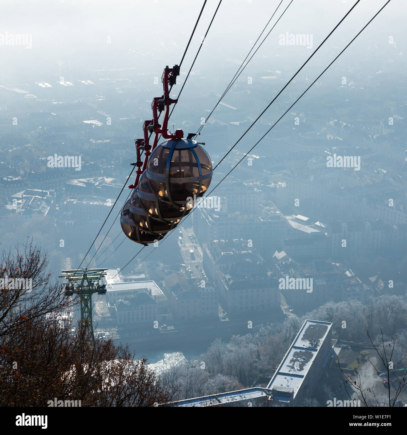 Cable car of Grenoble in sky of city in France outdoor Stock Photo - Alamy