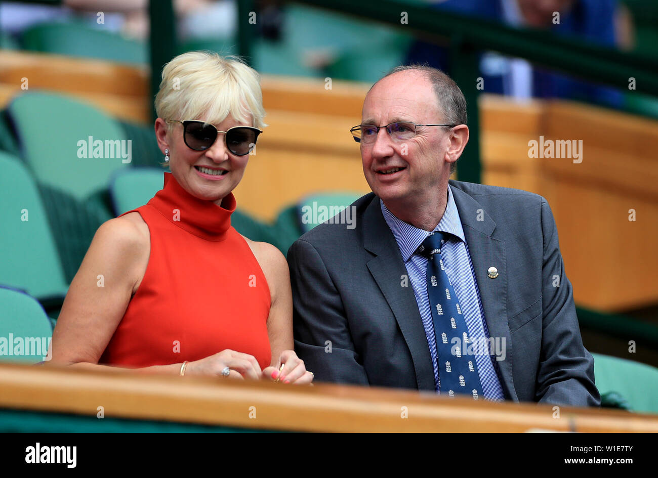 Jonathan Agnew (right) with his wife Emma on day two of the Wimbledon ...