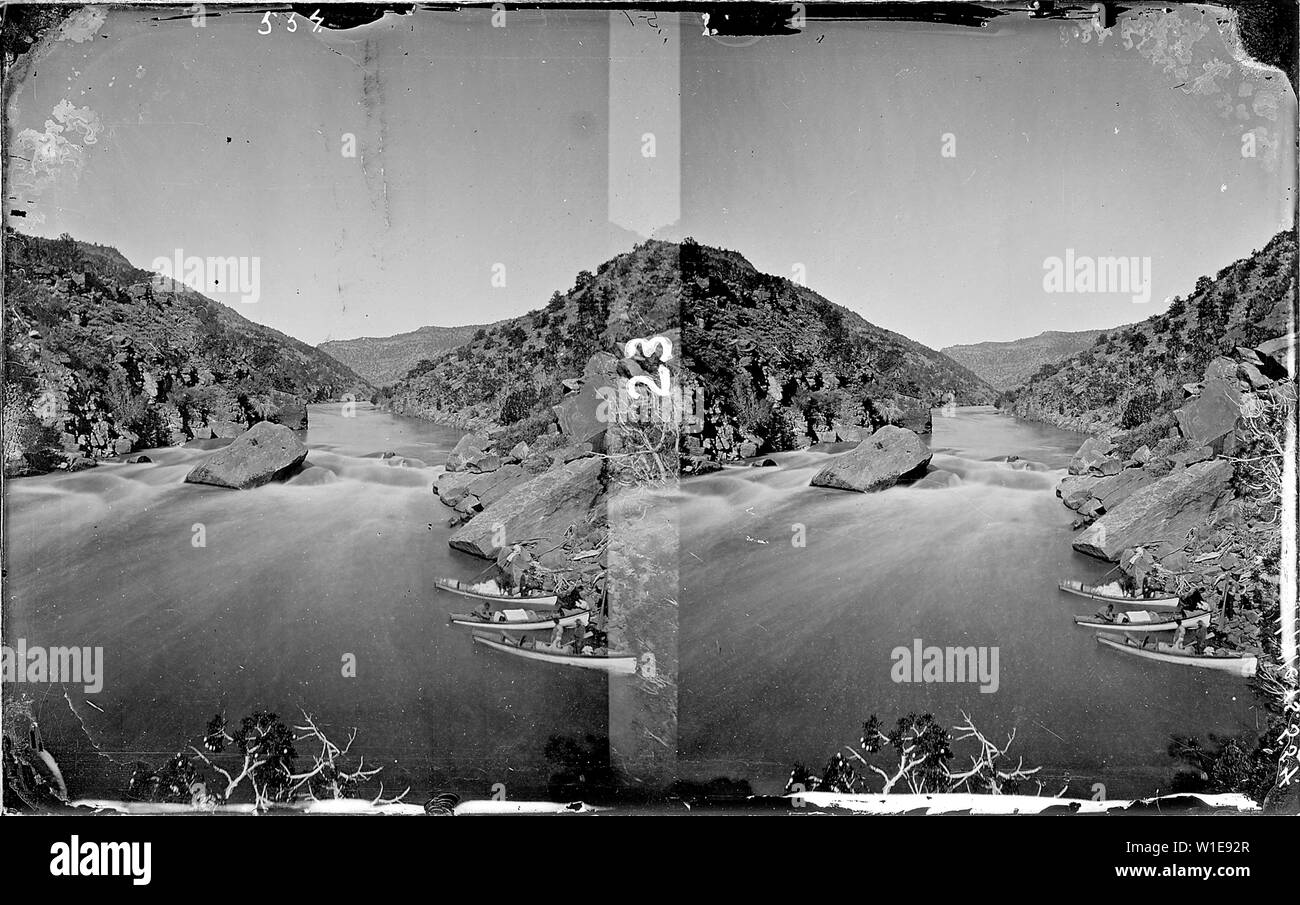 Green River. Red Canyon, Ashley Falls, 1871, after portage of the boats ...