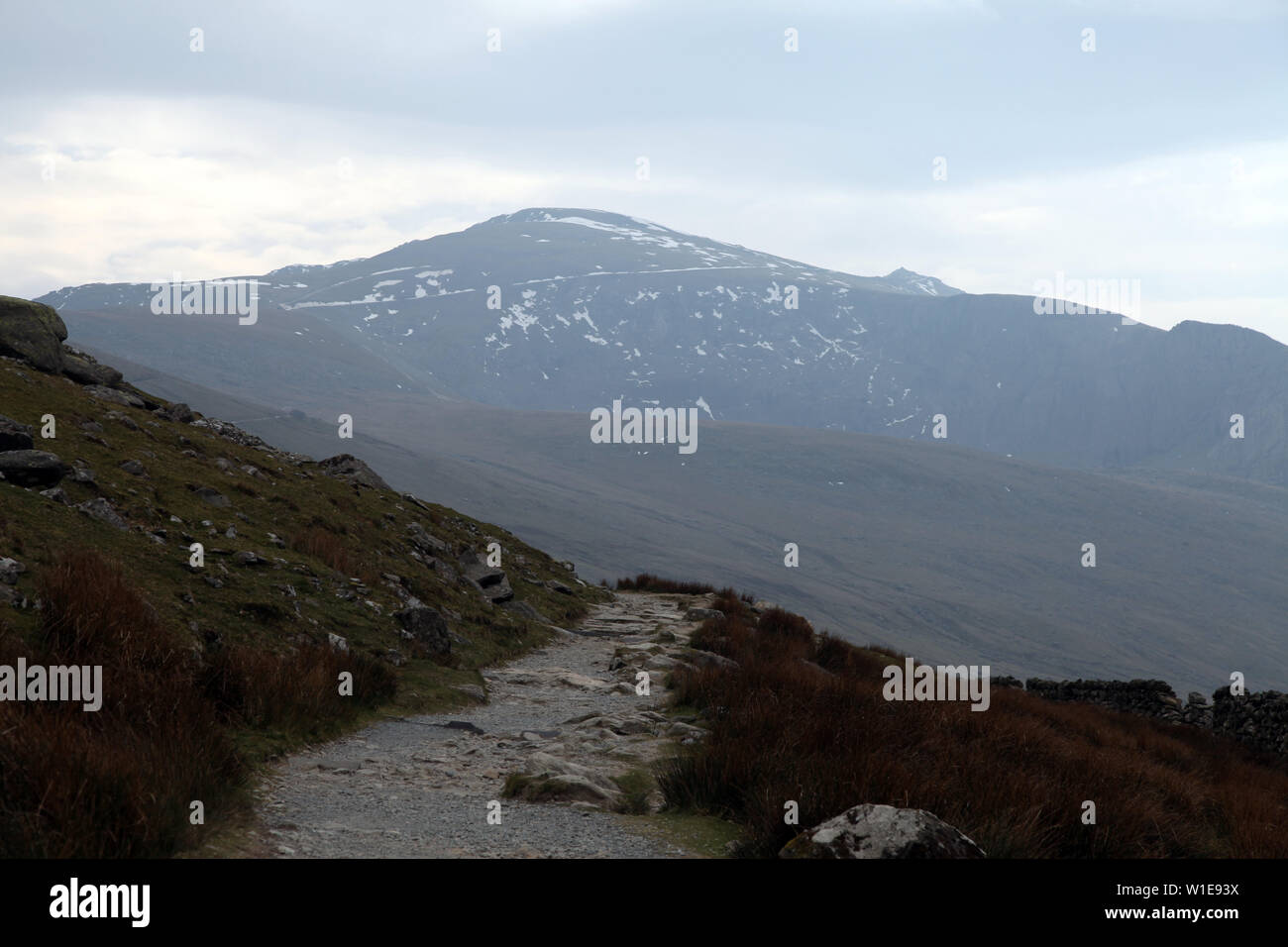 Snowdonia National Park, Snowdonia, Wales, UK - A view of Mount Snowdon ...