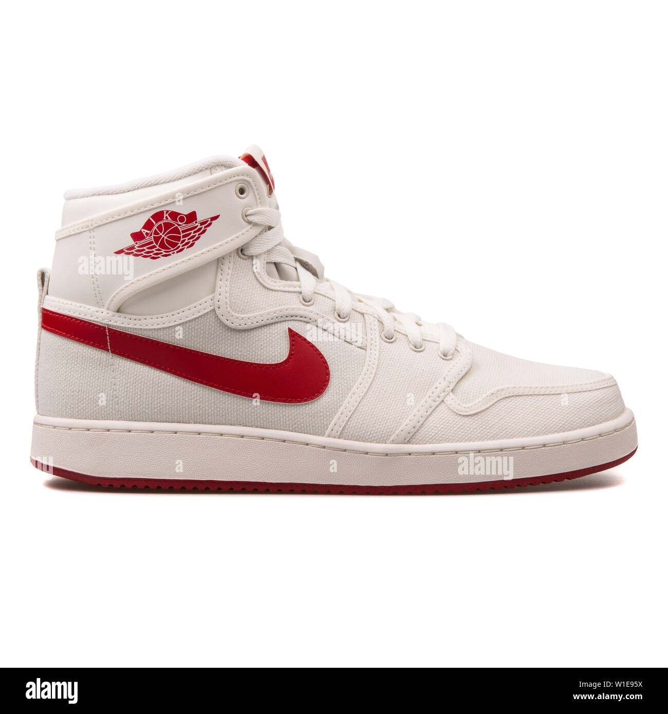 VIENNA, AUSTRIA - JUNE 14, 2017: Nike AJ1 KO High OG white and red ...