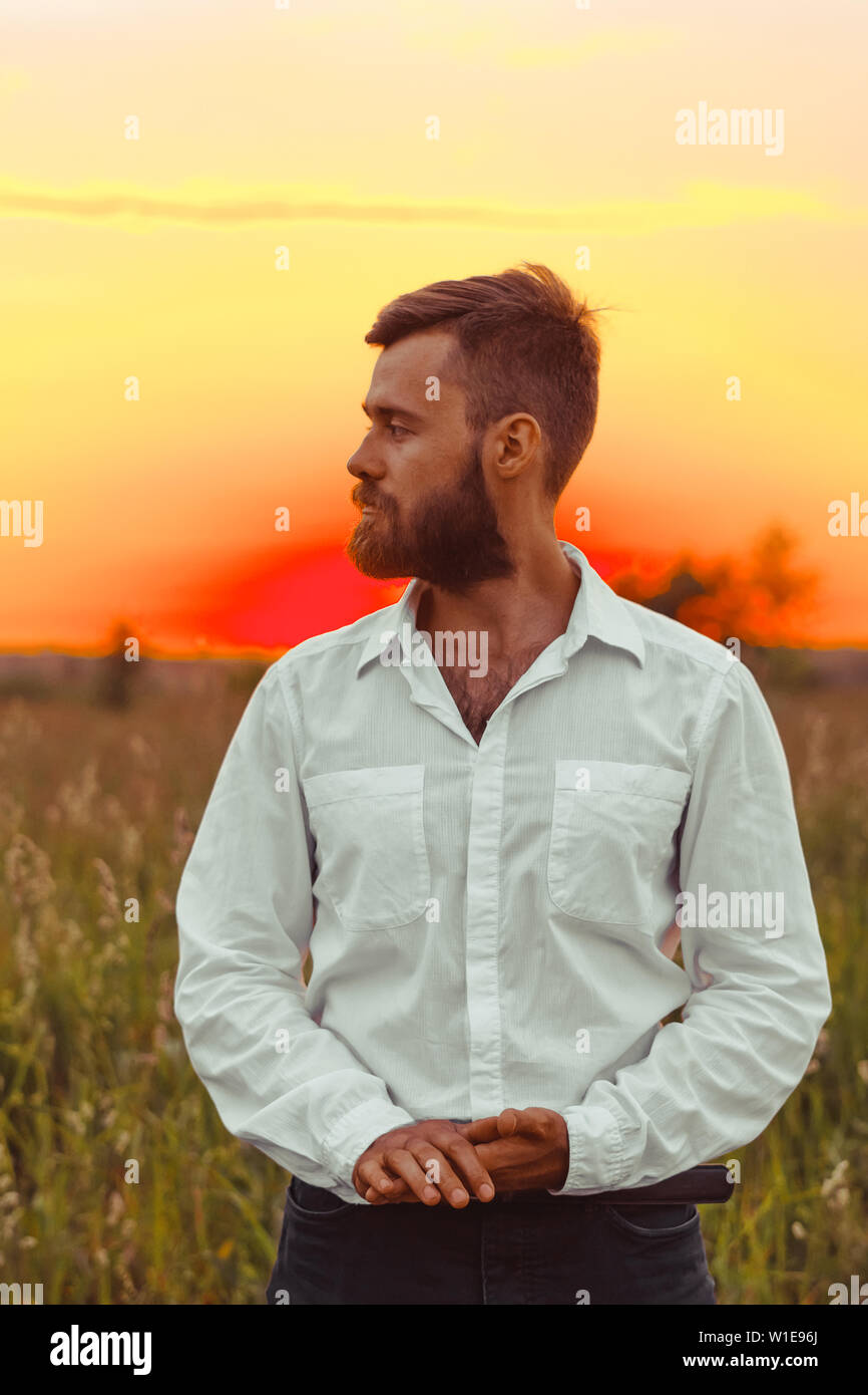 Head and shoulders of model in field hi-res stock photography and ...