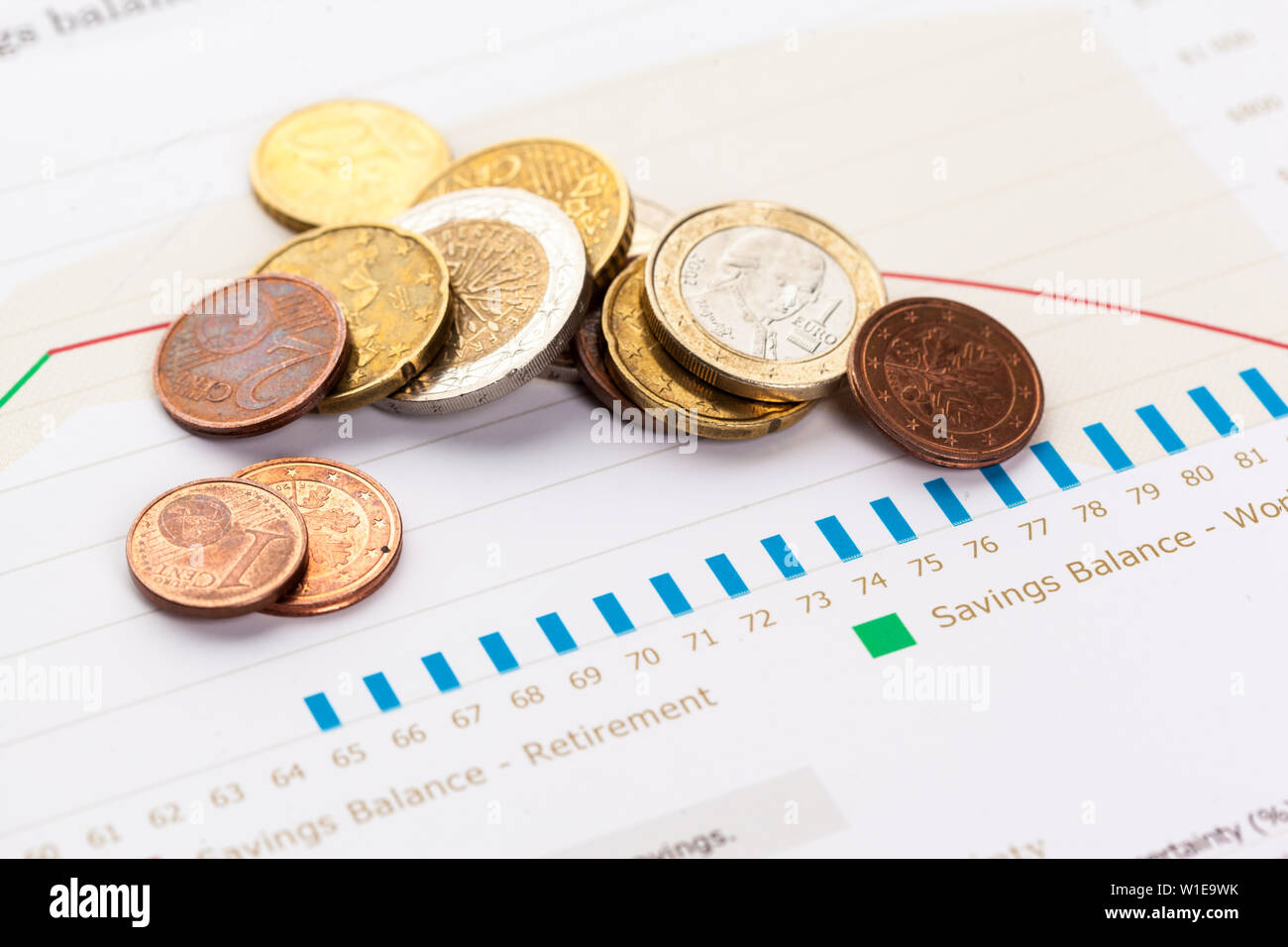 Graph Of Stock Market With Stacks Of Coins Stock Photo - Alamy
