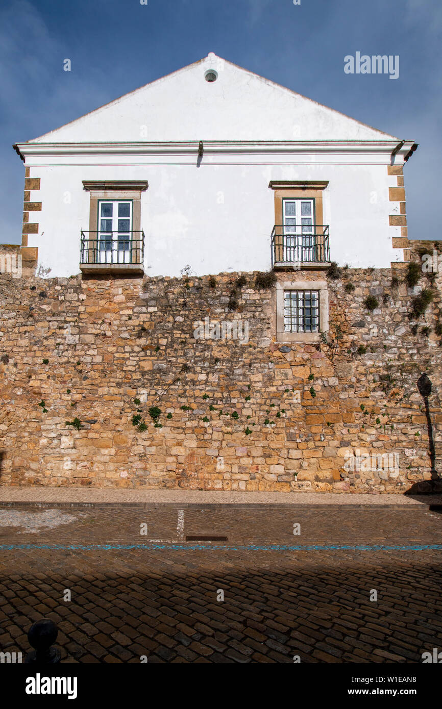 Close up view of an old and ancient medieval wall of a castle ...