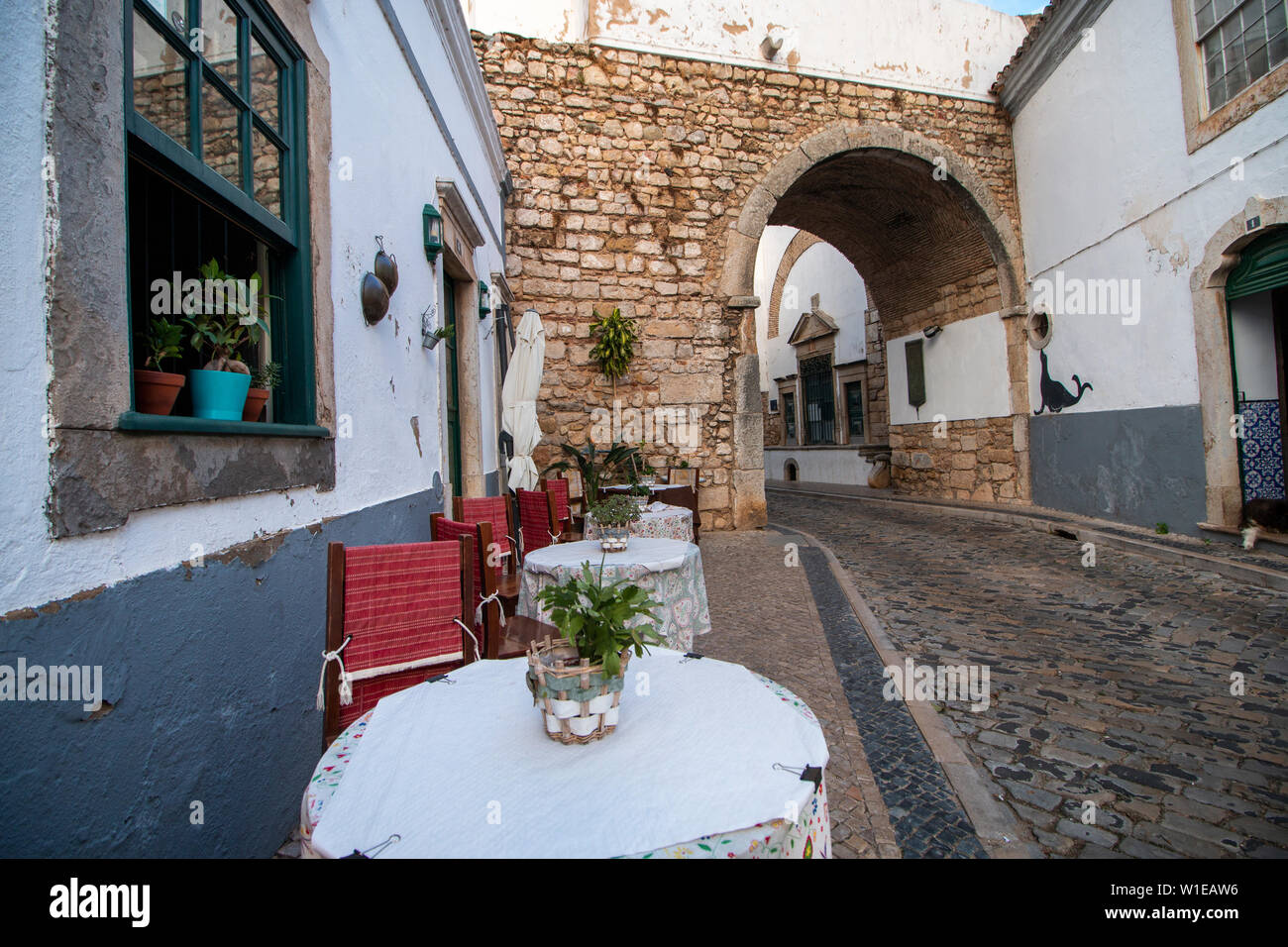 FARO, PORTUGAL: OCTOBER 20th, 2018: View of the historical street in ...