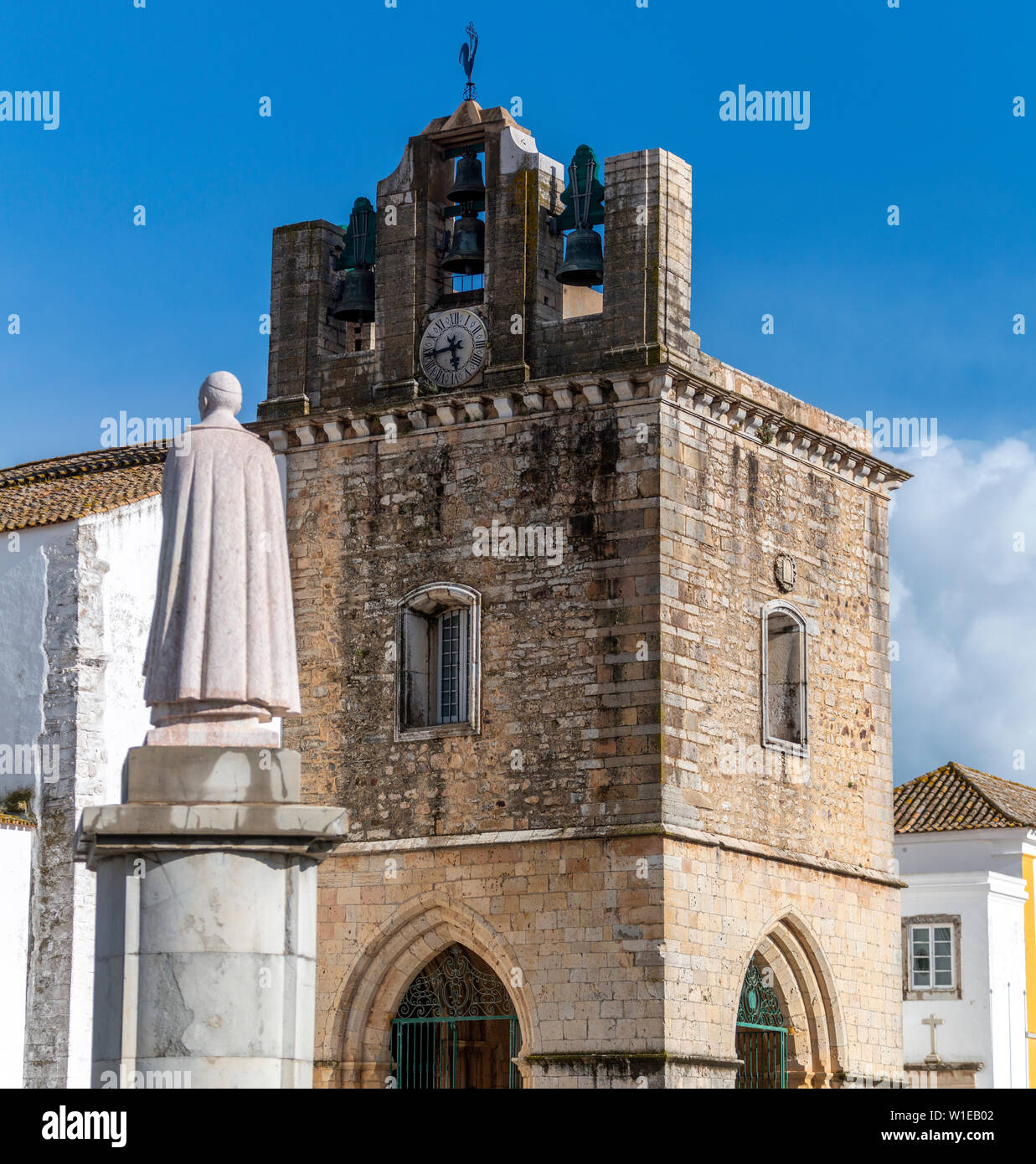 View of the historical Church of Se located on Faro, Portugal Stock ...