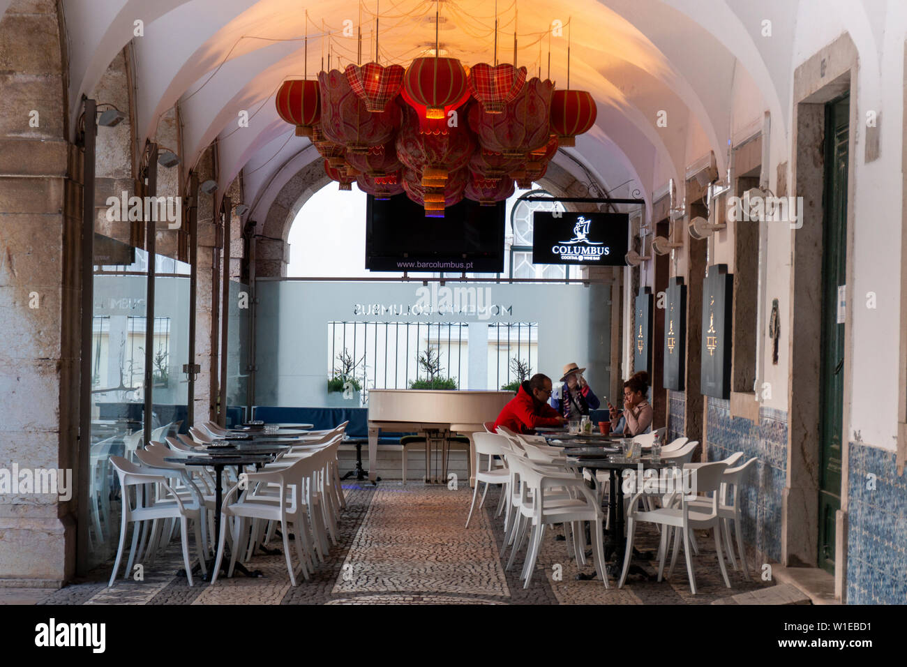 FARO, PORTUGAL: OCTOBER 20th, 2018: View of the historical Columbus bar ...