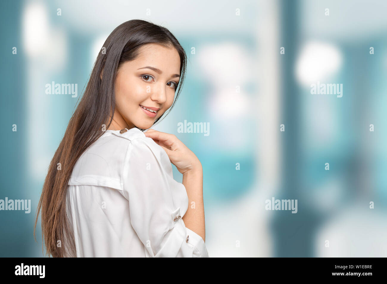 Beautiful face of young adult woman with clean fresh skin Stock Photo ...