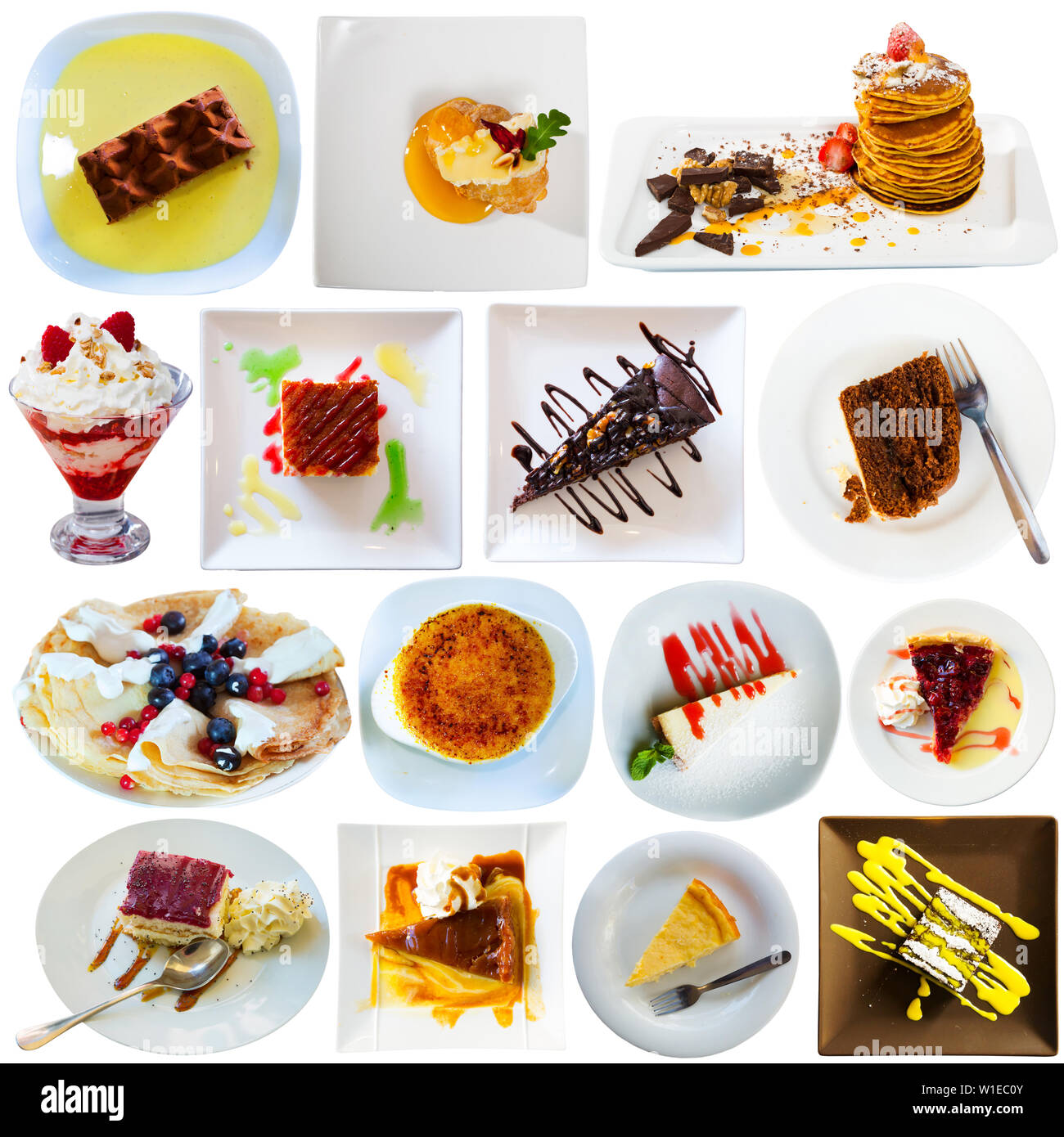 Set of various desserts isolated on white background Stock Photo - Alamy