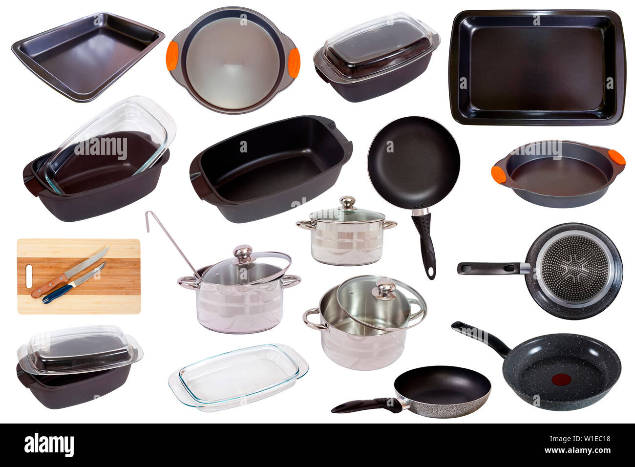 Image of set of cooking pan isolated on white background Stock Photo ...