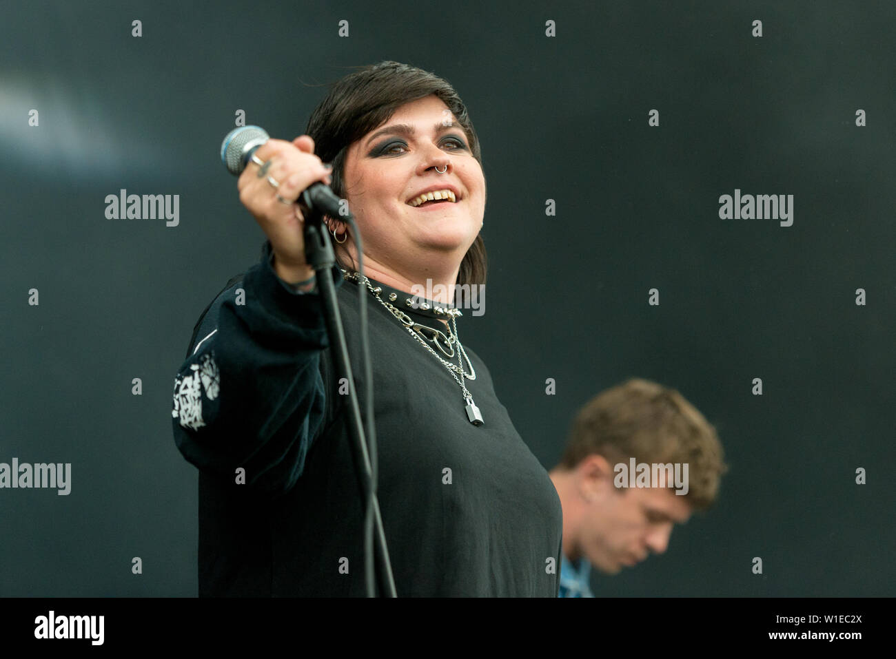 Roskilde, Denmark. July 1st, 2019. The Danish punk singer Rebecca Lou ...