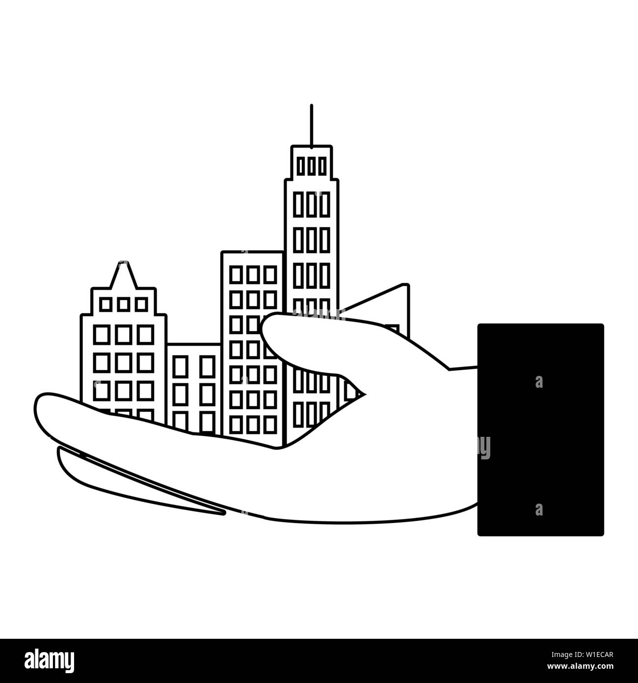 hand city eco friendly environment vector illustration Stock Vector ...