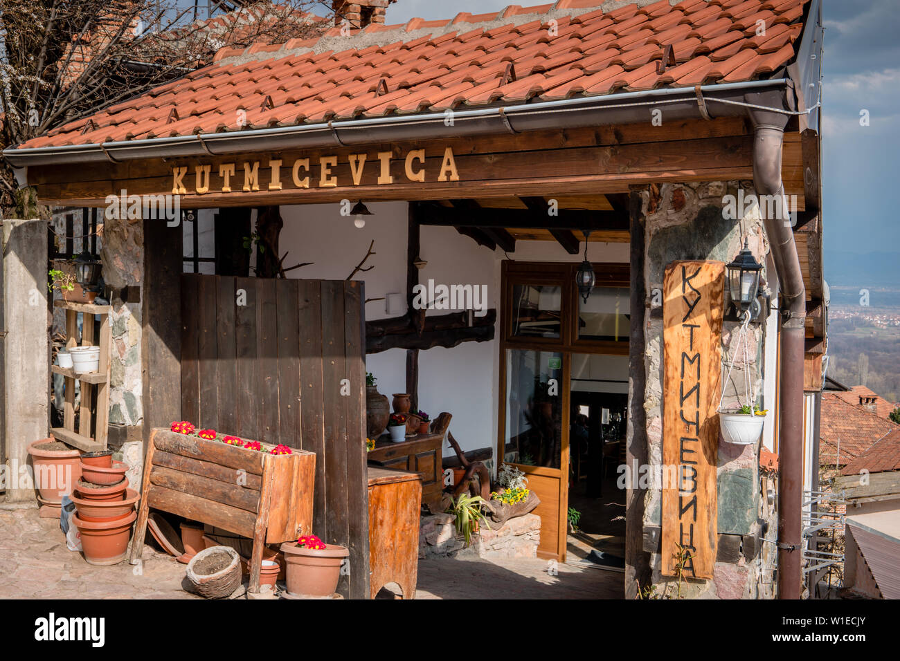 Local restaurant in traditional rural village in the mountains of ...