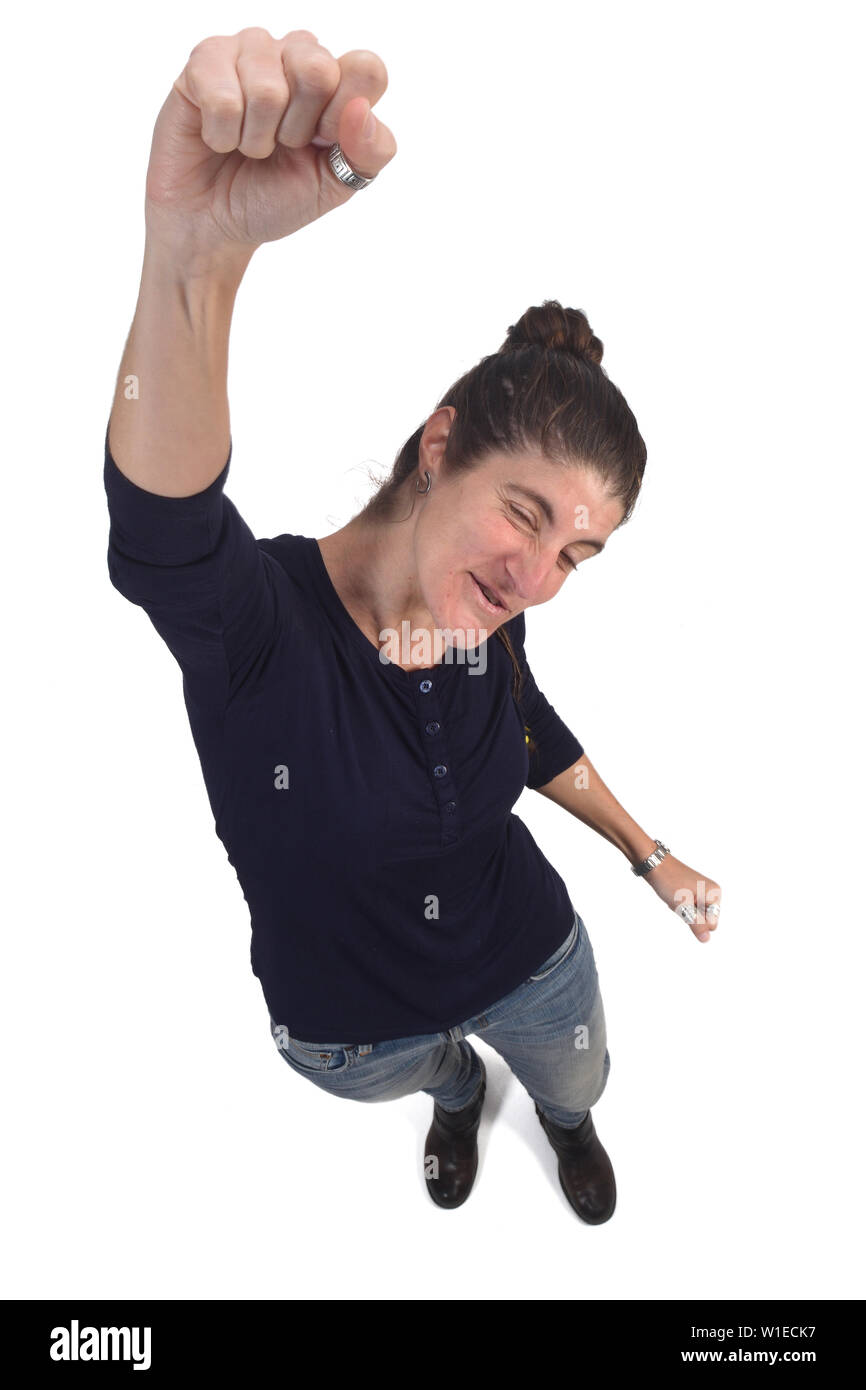 Woman who stretches when getting up in the morning Stock Photo - Alamy