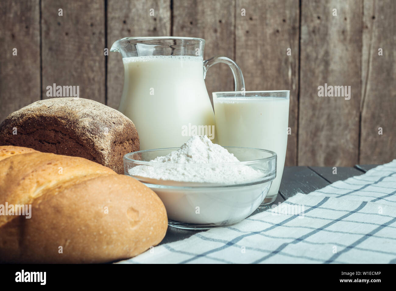 milk and bakery products Stock Photo - Alamy