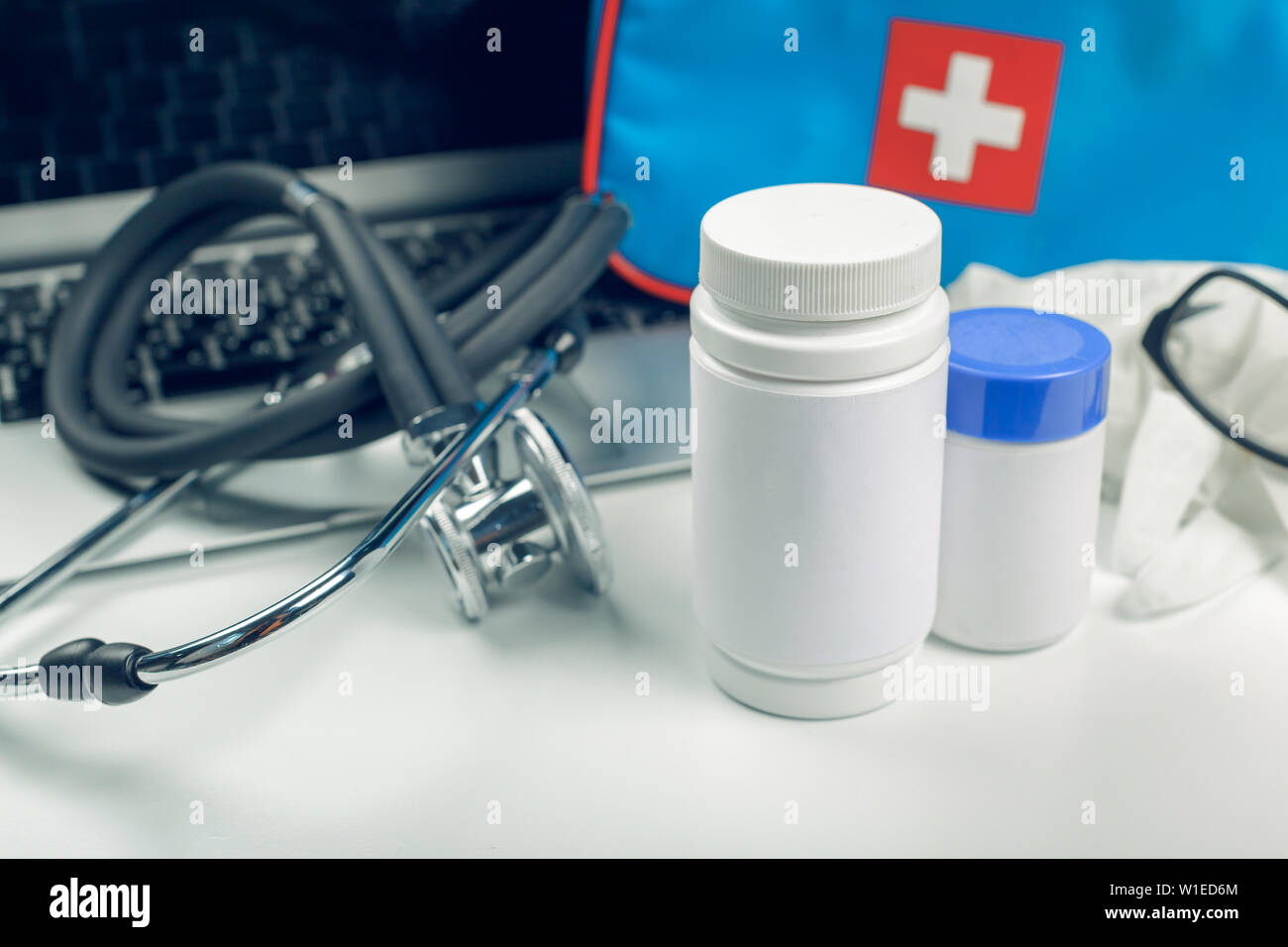 Medicine doctor's working table Stock Photo - Alamy