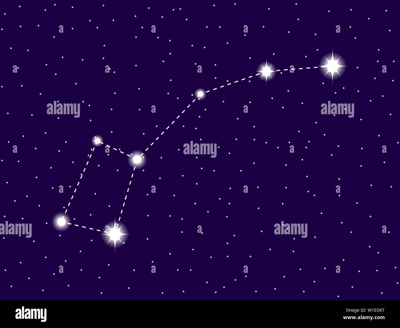 Ursa minor constellation. Starry night sky. Cluster of stars and ...