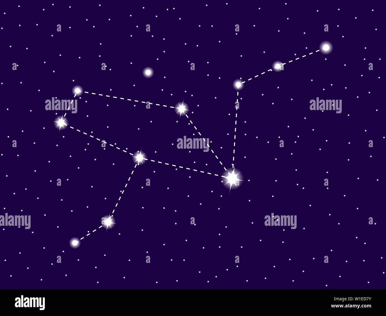 Grus constellation. Starry night sky. Cluster of stars and galaxies ...