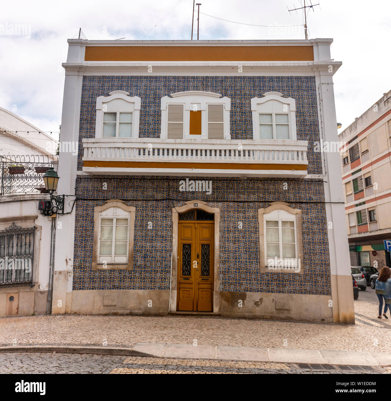 View of the typical beautiful architecture on buildings of portuguese ...
