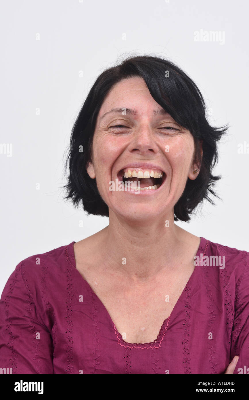Happy face without teeth hi-res stock photography and images - Alamy