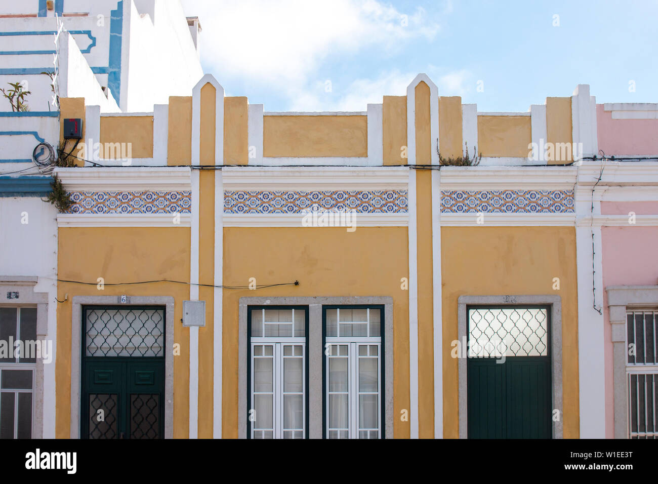 View of the typical beautiful architecture on buildings of portuguese ...