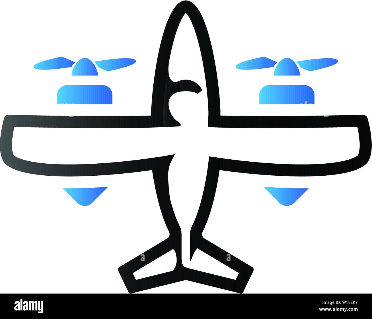 Vintage airplane icon in duo tone color. Double propeller bomber Stock ...