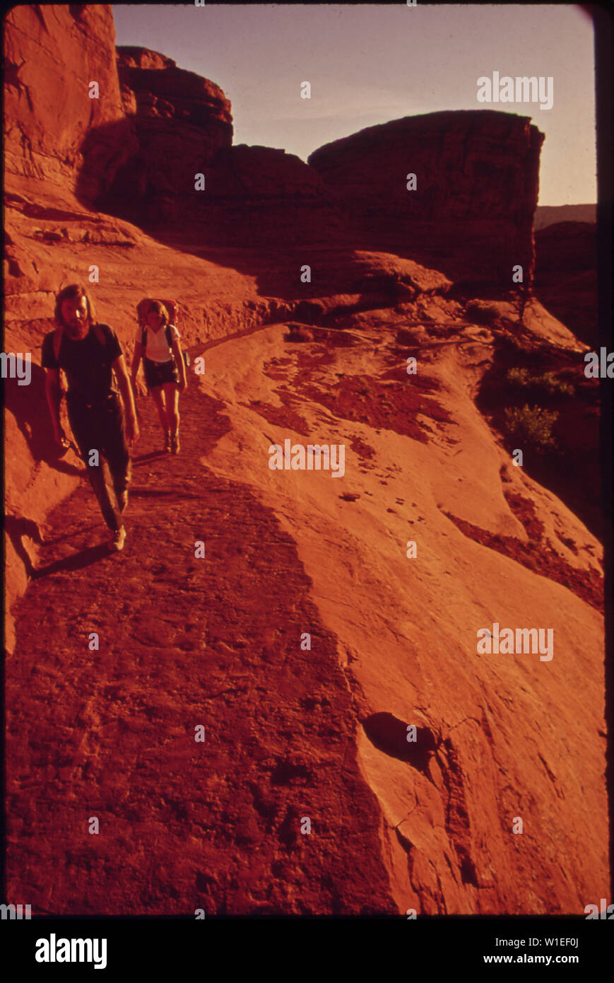 HIKERS TERRY MCGAW AND GLEN DENNY ON THE TRAIL TO DELICATE ARCH IN ...