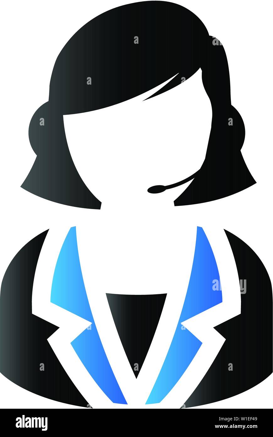 Female receptionist icon in duo tone color. Call center support Stock ...