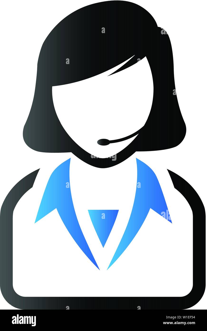 Female receptionist icon in duo tone color. Call center support Stock ...