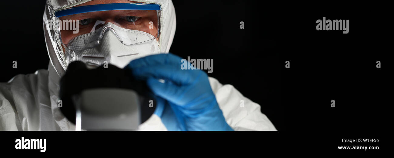 Chemistry Scientist Using Medical Microscope Stock Photo - Alamy