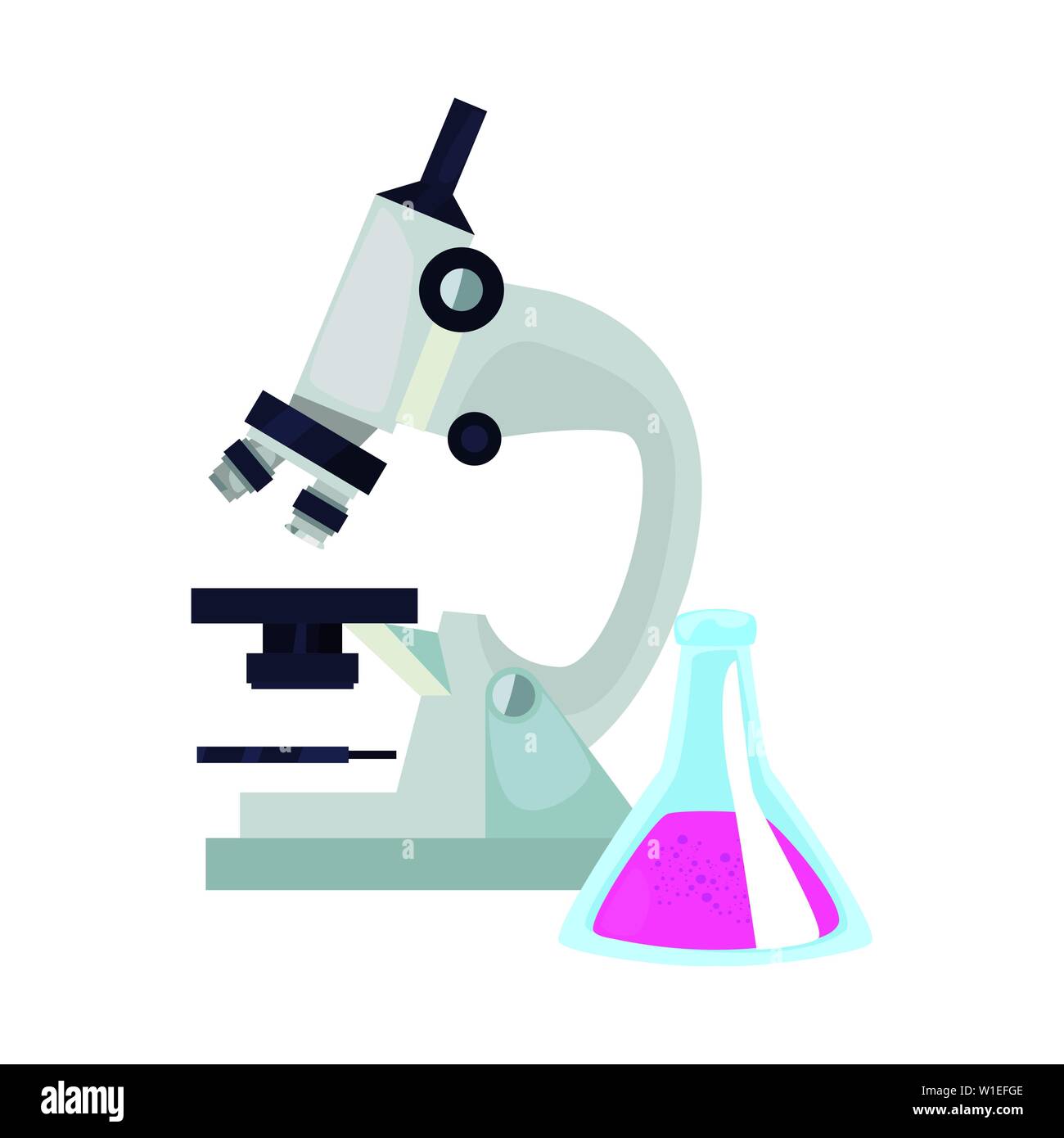 microscope and chemistry flask back to school vector illustration Stock ...