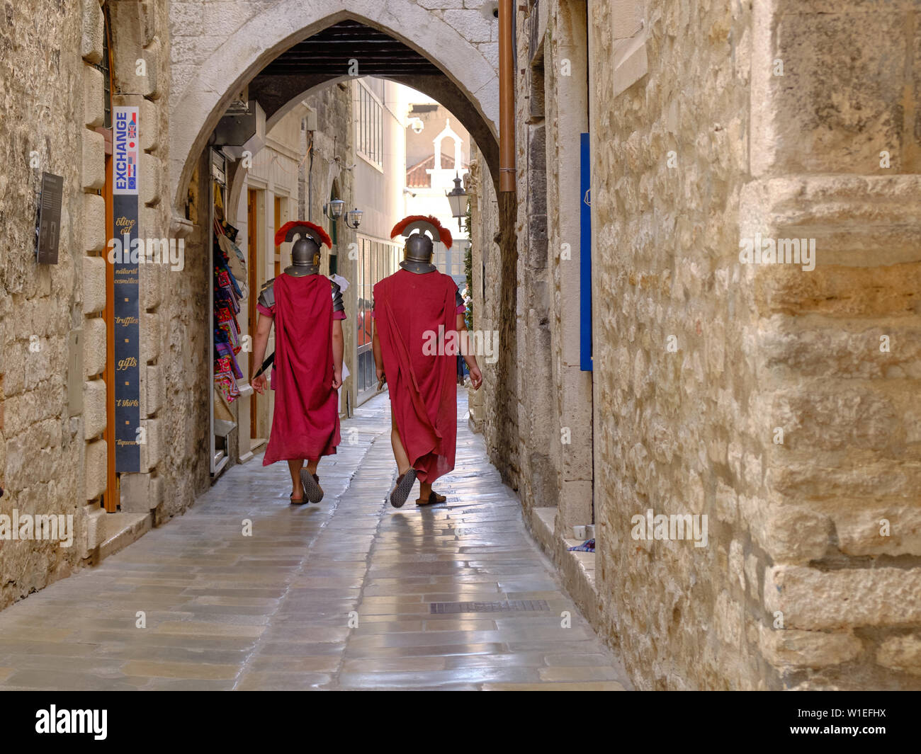 Split Croatia - April 25, 2019. Actors dressed as roman guards ...